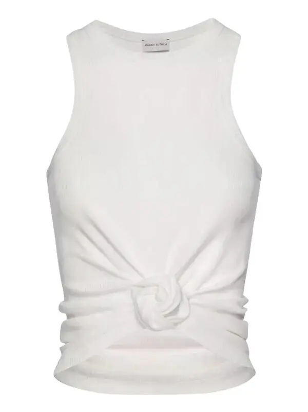 Magda Butrym Knot-detail Fine-ribbed Tank Top - Neutrals