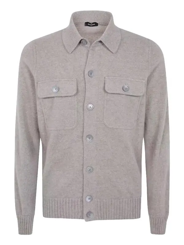 GRAN SASSO Cashmere Button-down Shirt-collar Cardigan - Neutrals