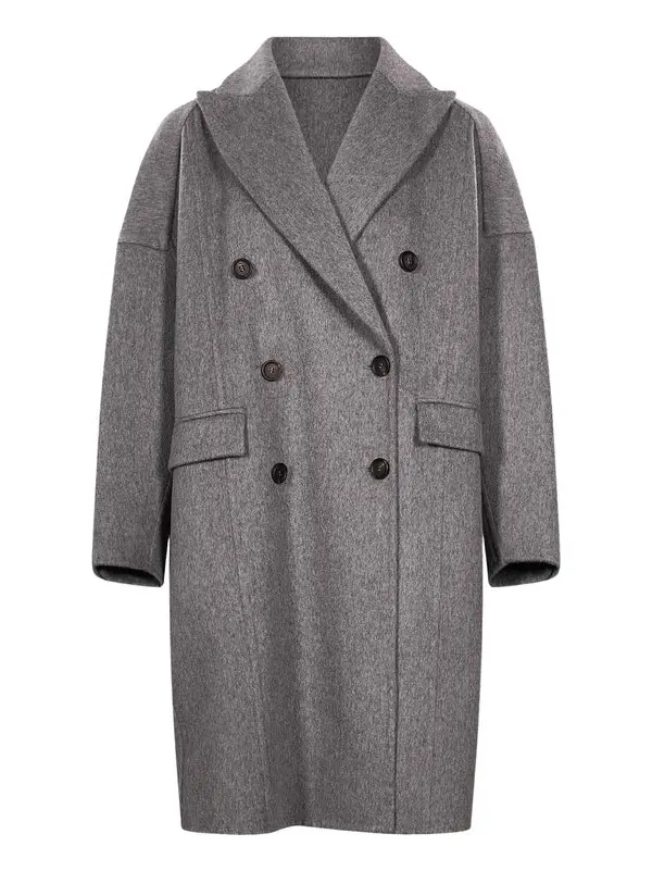 Brunello Cucinelli Double-breasted Drop-shoulder Cashmere Coat - Gray