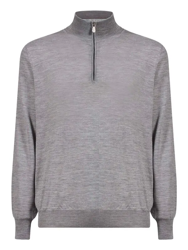 Brunello Cucinelli Half-zip Cashmere Sweater - Ash