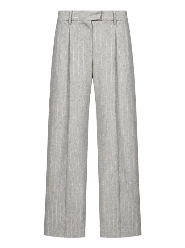 Brunello Cucinelli Pinstripe-pattern Pleated Trousers - Gray