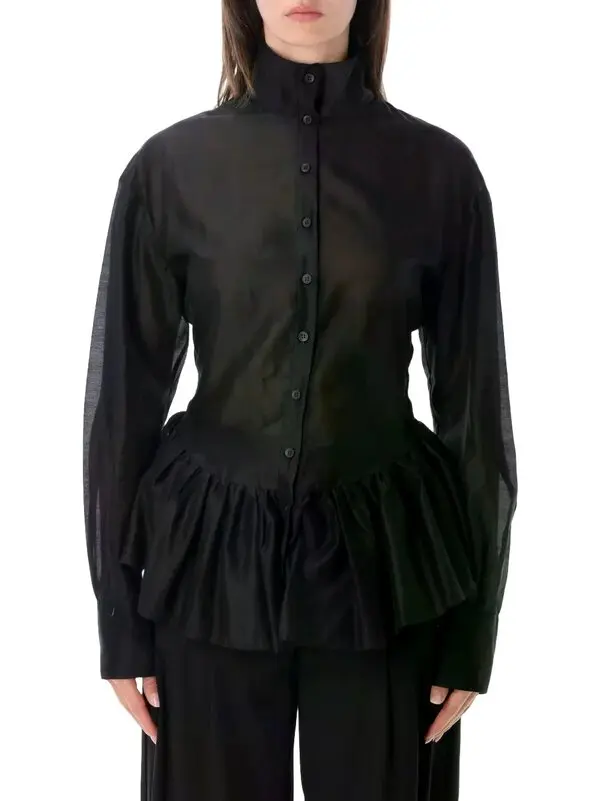 THELATEST Elaine Ruffled-peplum Shirt - Black