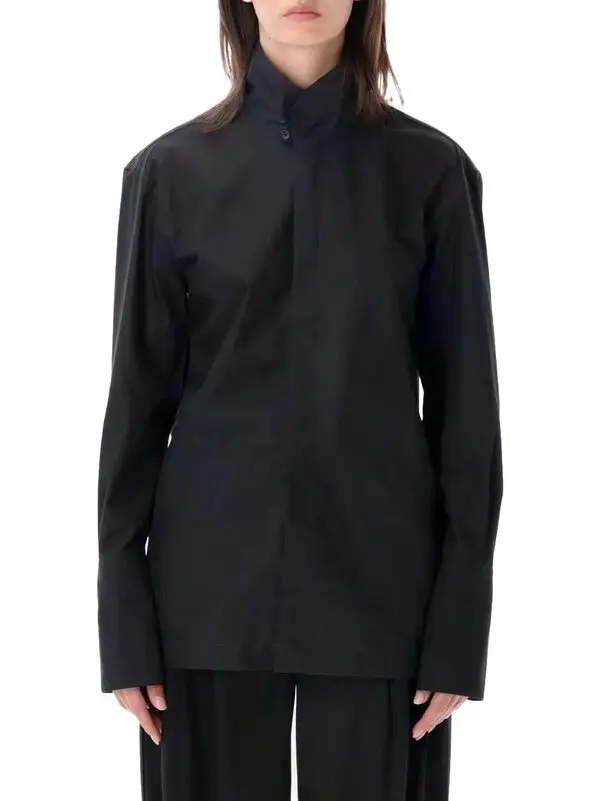 THELATEST Edith High-neck Long-sleeve Shirt - Black