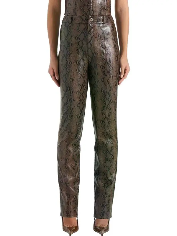 Manière De Voir Lucia Python Straight Leg Trousers - Brown