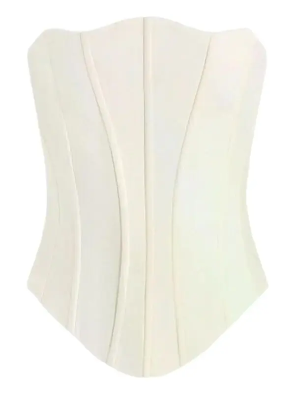 Manière De Voir Scarlett In Off White Tailored Lace Up Corset - Neutrals