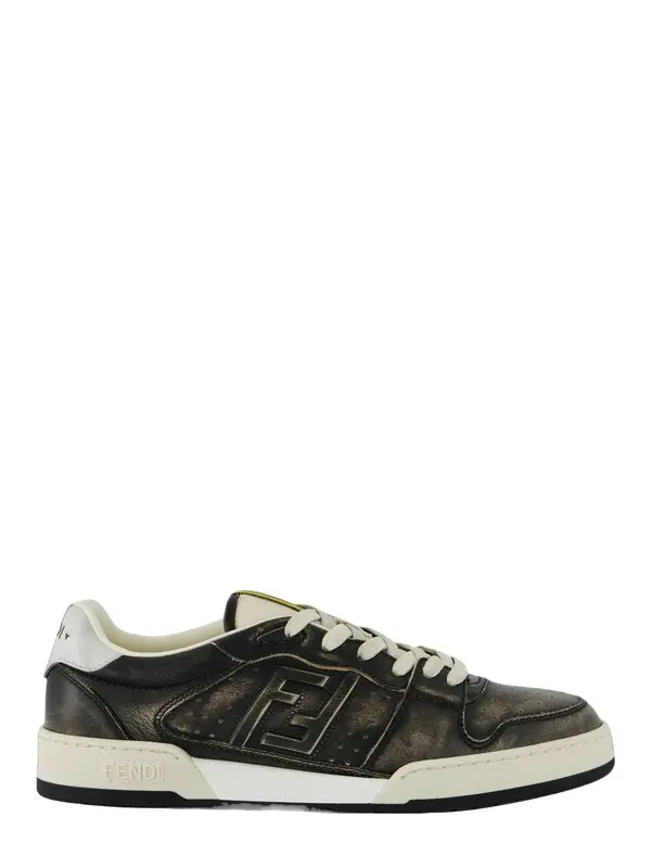 Fendi Distressed-effect Ff Logo Sneakers - Black