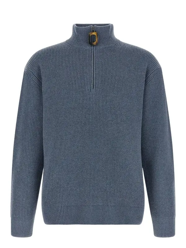 JW Anderson Ribbed Half-zip Knitted Sweater - Blue