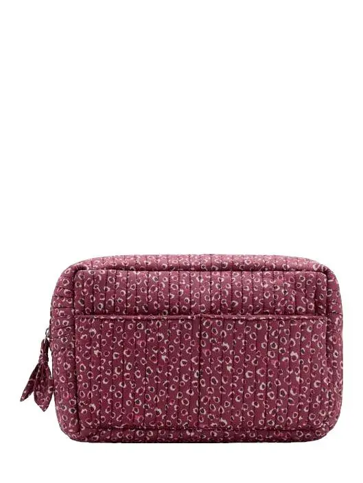 Mango Printed Quilted Toiletry Bag - Pink