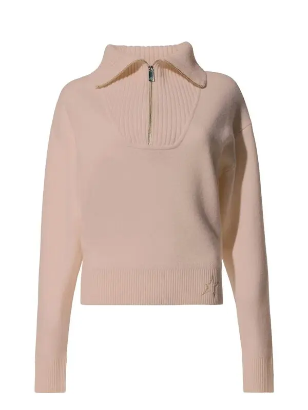 Perfect Moment Half Zip Wool & Cashmere Top - Blush