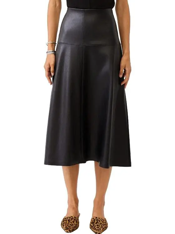 Karen Kane Faux Leather Midi Skirt - Black