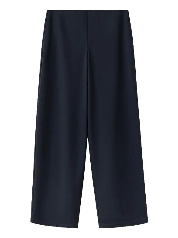 Mango Straight Mid Rise Knit Pants - Navy