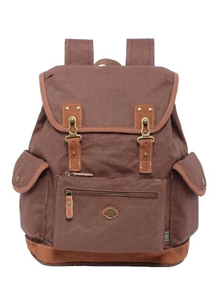 TSD BRAND Dolphin Studded Canvas Drawstring Backpack - Coffee