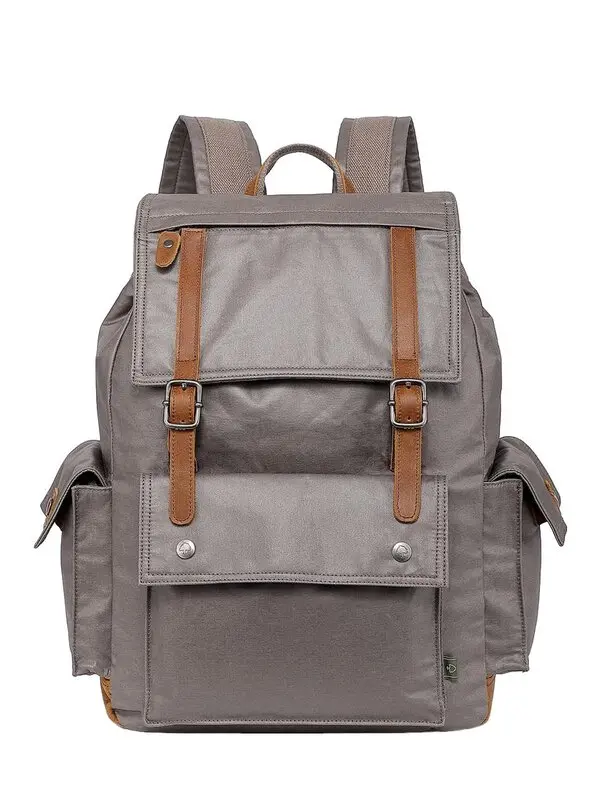 TSD BRAND City Light Coated Canvas Drawstring Laptop Backpack - Grey