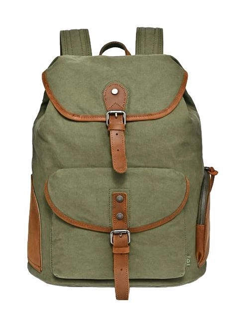 TSD BRAND Milo Canvas Drawstring Laptop Backpack - Olive