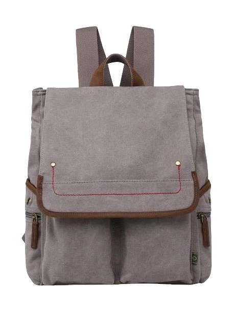 TSD BRAND Atona Canvas Flap Laptop Backpack - Grey