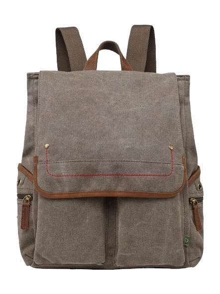 TSD BRAND Atona Canvas Flap Laptop Backpack - Olive