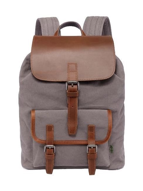 TSD BRAND Bigleaf Canvas Drawstring Backpack - Grey