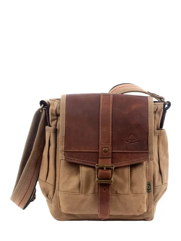 TSD BRAND Turtle Ridge Canvas Flap Crossbody Bag - Camel
