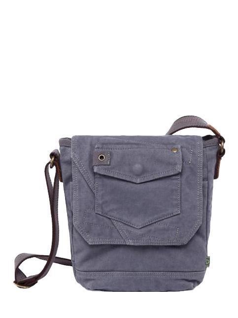 TSD BRAND Spring Palm Canvas Pocket Crossbody Bag - Grey