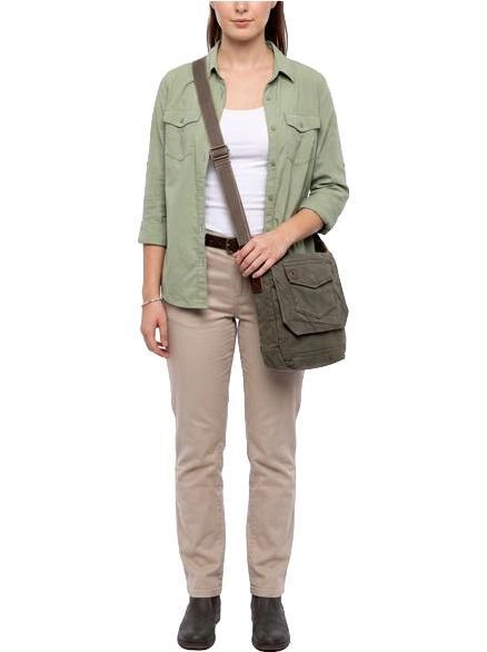 TSD BRAND Spring Palm Canvas Pocket Crossbody Bag - Olive