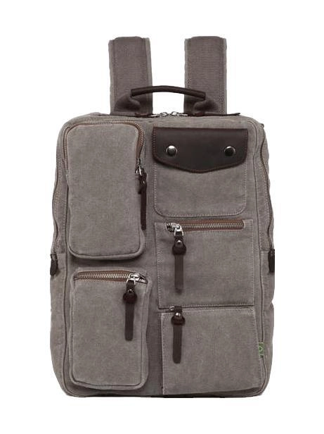 TSD BRAND Ridge Valley Canvas Laptop Backpack - Grey