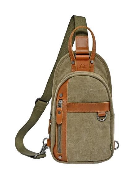 TSD BRAND Agave Canvas Zip Sling Bag - Olive