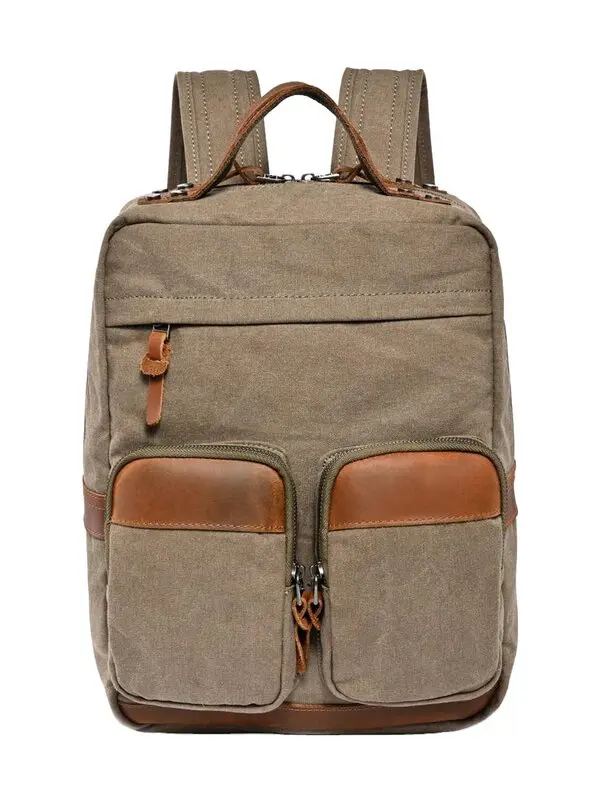 TSD BRAND Foothill Ranch Canvas Laptop Backpack - Olive