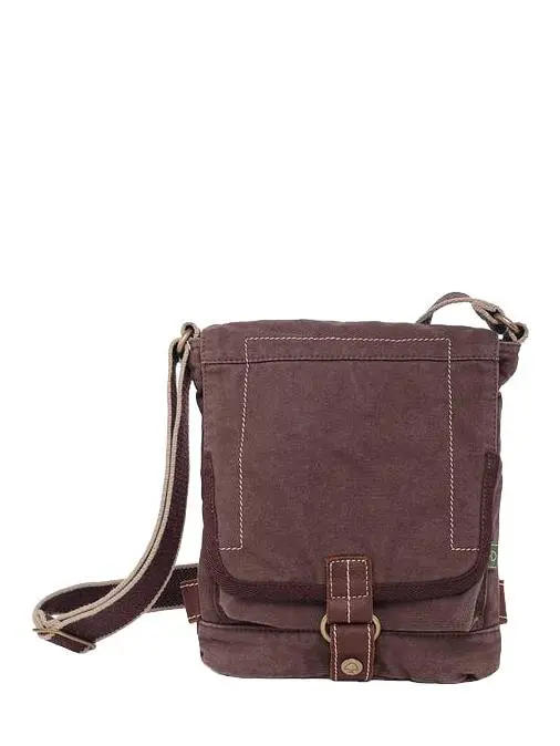 TSD BRAND Atona Canvas Flap Crossbody Bag - Brown