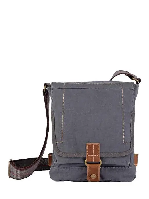 TSD BRAND Atona Canvas Flap Crossbody Bag - Grey