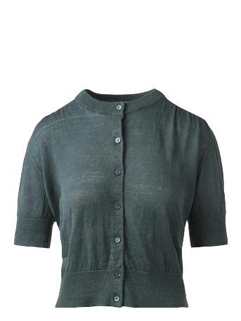 Kinross Cashmere Gathered Shoulder Cardigan - Laurel