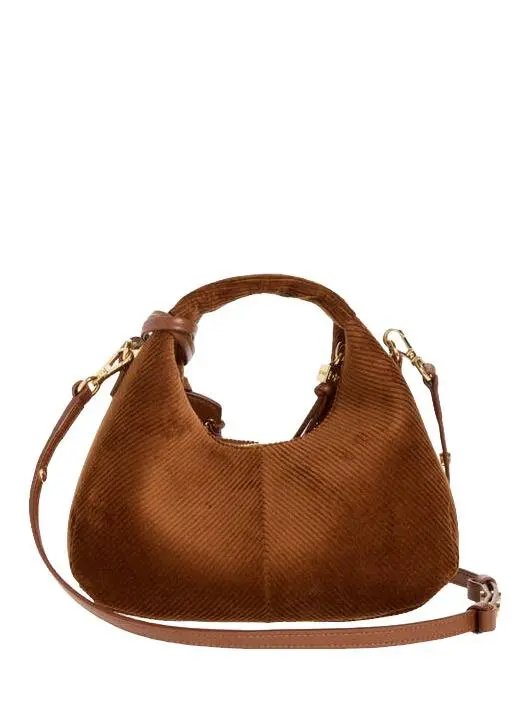 GANNI Mini Corduroy Hobo Bag - Tortoise Shell