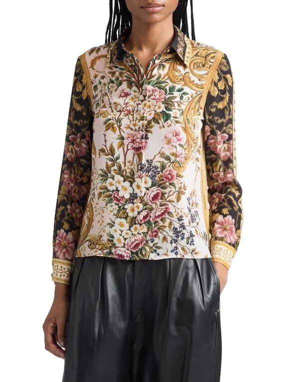 Alice + Olivia Willa Placket Silk Shirt - True Grandeur