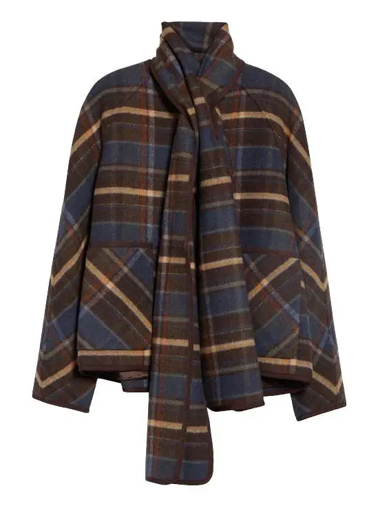 Veronica Beard Martine Dickey Scarf Coat - Navy Multi