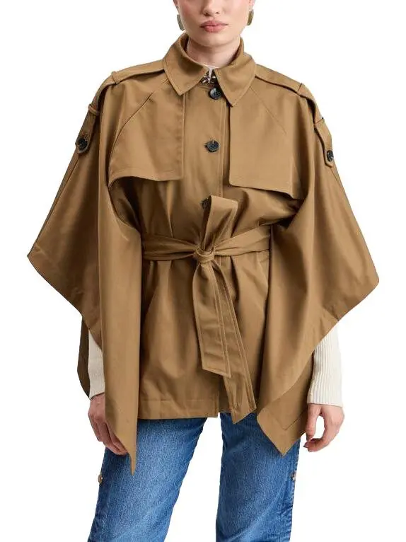 Avec Les Filles Cape Sleeve Trench Coat - Fawn
