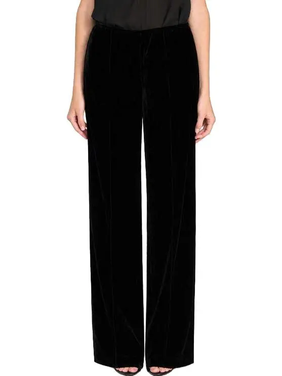 WAYF X Rose Lola Rose Wide Leg Velvet Pants - Black