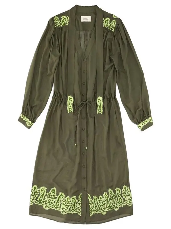 FORTELA Alana Embroidered Viscose Dress - Green