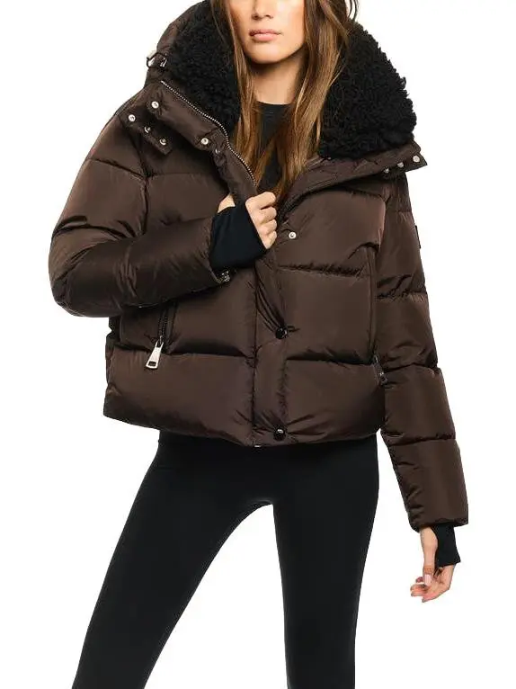 Sam. Phoenix Down Puffer Jacket With Faux Fur Trim - Cocoa/black