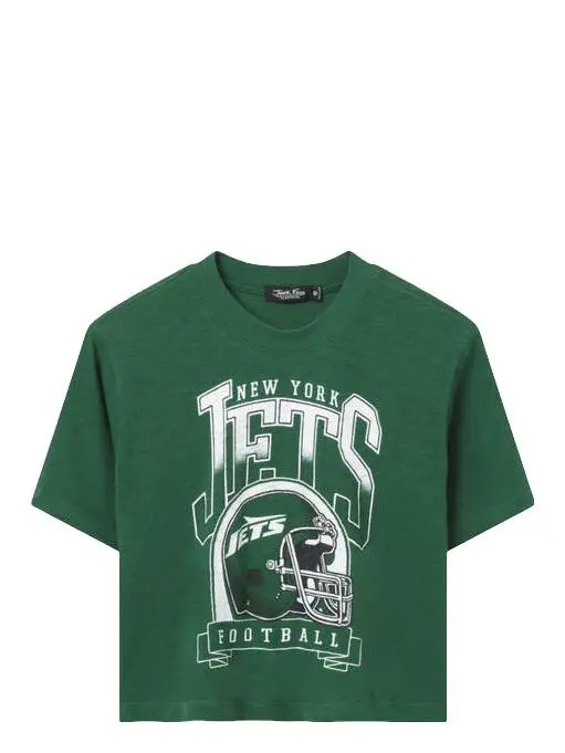 Junk Food New York Jets Graphic Cropped T-shirt - Hunter