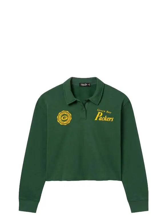 Junk Food Green Bay Packers Polo Fleece Sweatshirt - Hunter