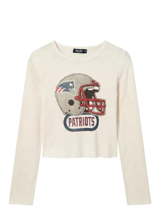Junk Food New England Patriots Graphic Cropped Long Sleeve Thermal Tee - Birch
