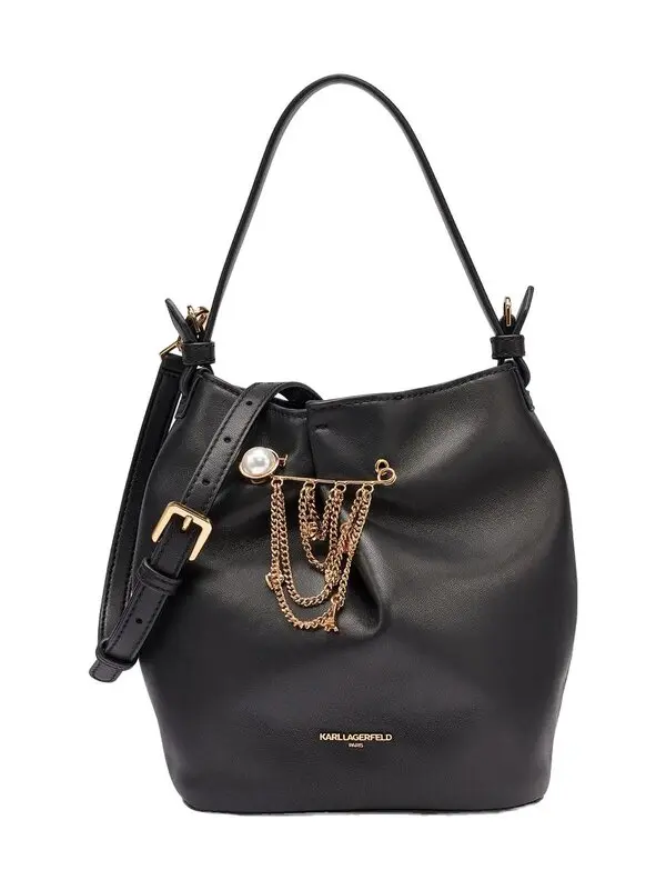Karl Lagerfeld Paris Mauve Bucket Bag - Black/gold