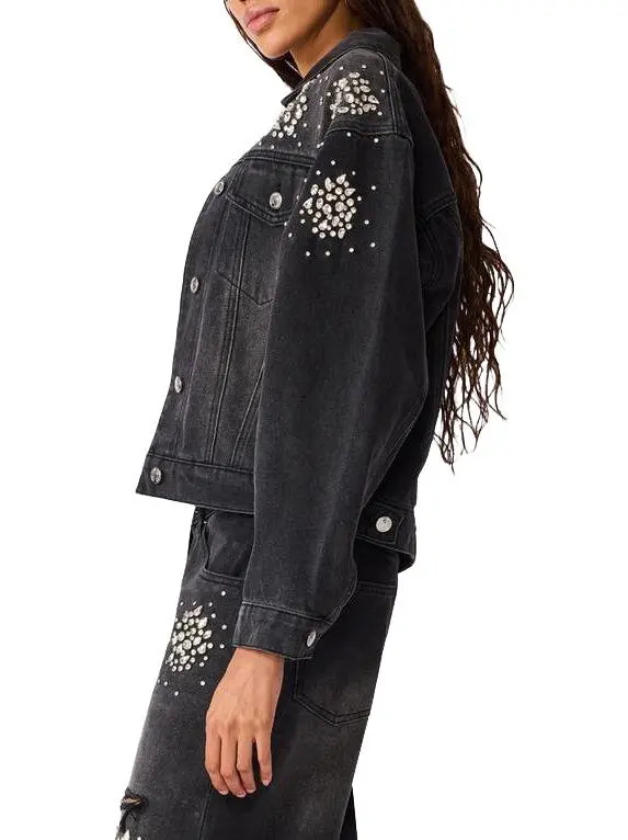 Steve Madden Clarke Embellished Denim Jacket - Washed Black