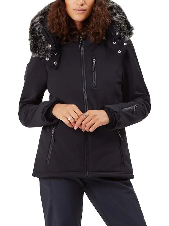 Sweaty Betty Exploration Soft Shell Ski Jacket With Faux Fur Trim - Black