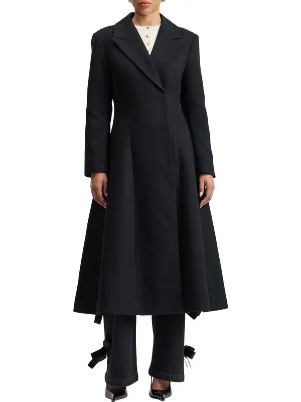 Avec Les Filles Fit And Flare Tailored Coat - Black