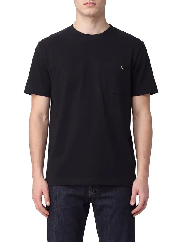 Valentino Garavani Slim Fit Vlogo Signature Cotton Pocket T-shirt - Black