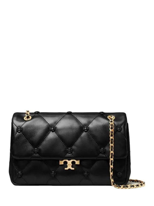 Tory Burch Bunny Knot Quilted Pebbled Calfskin Mini Bag - Black