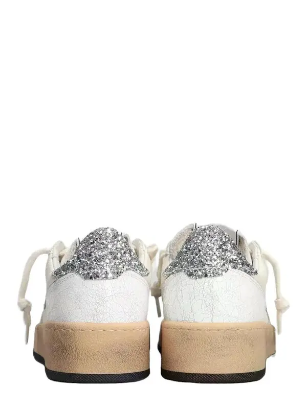 4B12 Playnew Glitter-detail Leather Sneakers - Neutrals