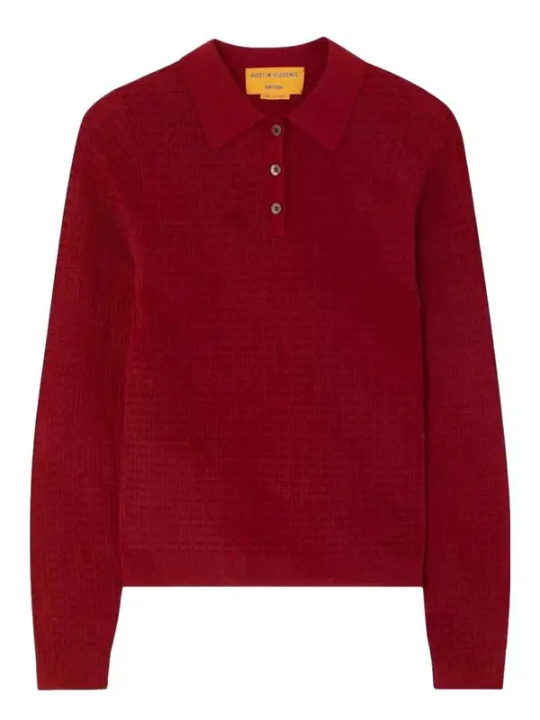 Guest In Residence Shrunken Waffle-knit Polo-collar Jumper - Red