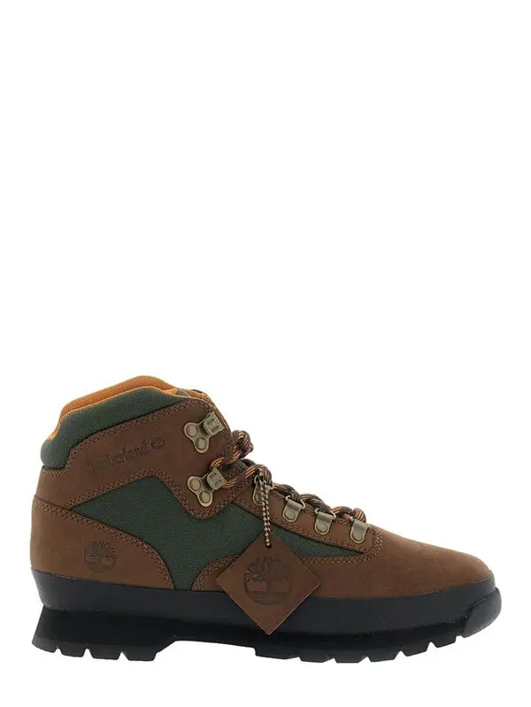 Timberland Scarponcini Allacciati Euro Hiker In Pelle E Tessuto - Marrone