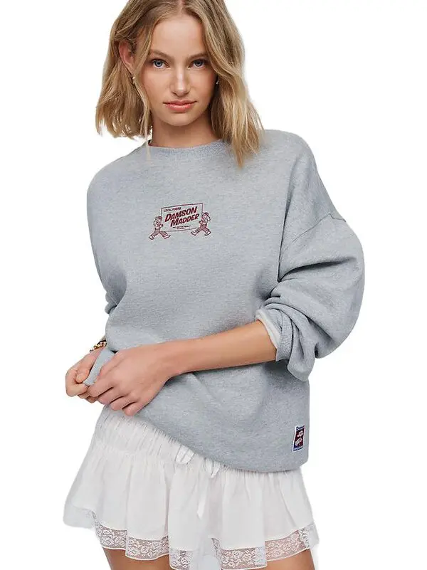 DAMSON MADDER Local Fixers 100% Cotton Sweatshirt - Ash Marl